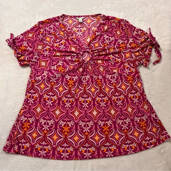 Cato | Tops | Cato Pink And Orange Patterned Blouse | Poshmark